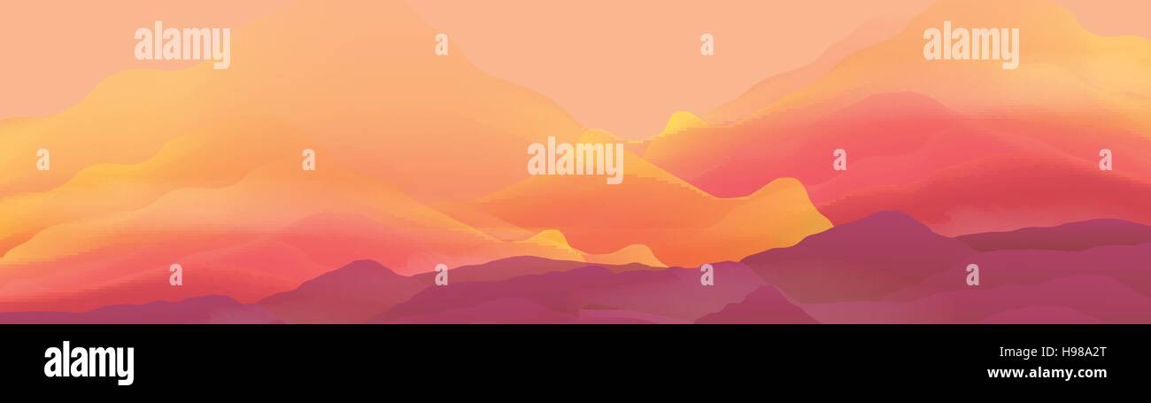 Abstract Smooth Blurred Mountain Landscape Panorama - Vector ...