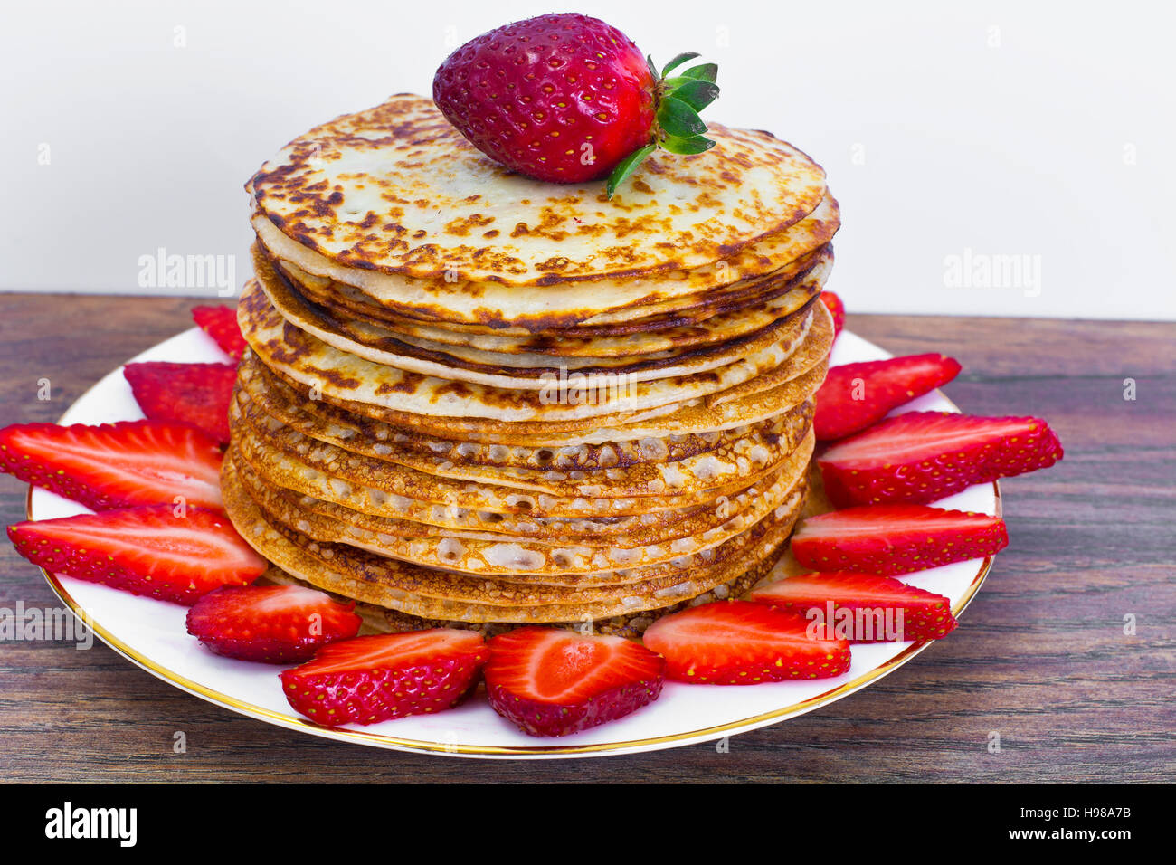 Tasty Pancakes Stack with Strawberry Studio Photo Stock Photo - Alamy
