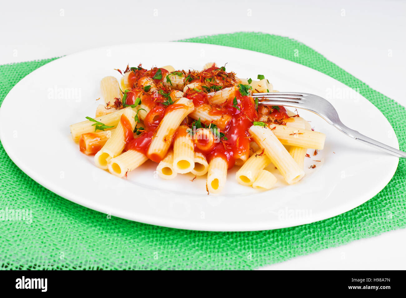 Pasta with Tomato Sauce Ketchup and Saffron Studio Photo Stock Photo ...
