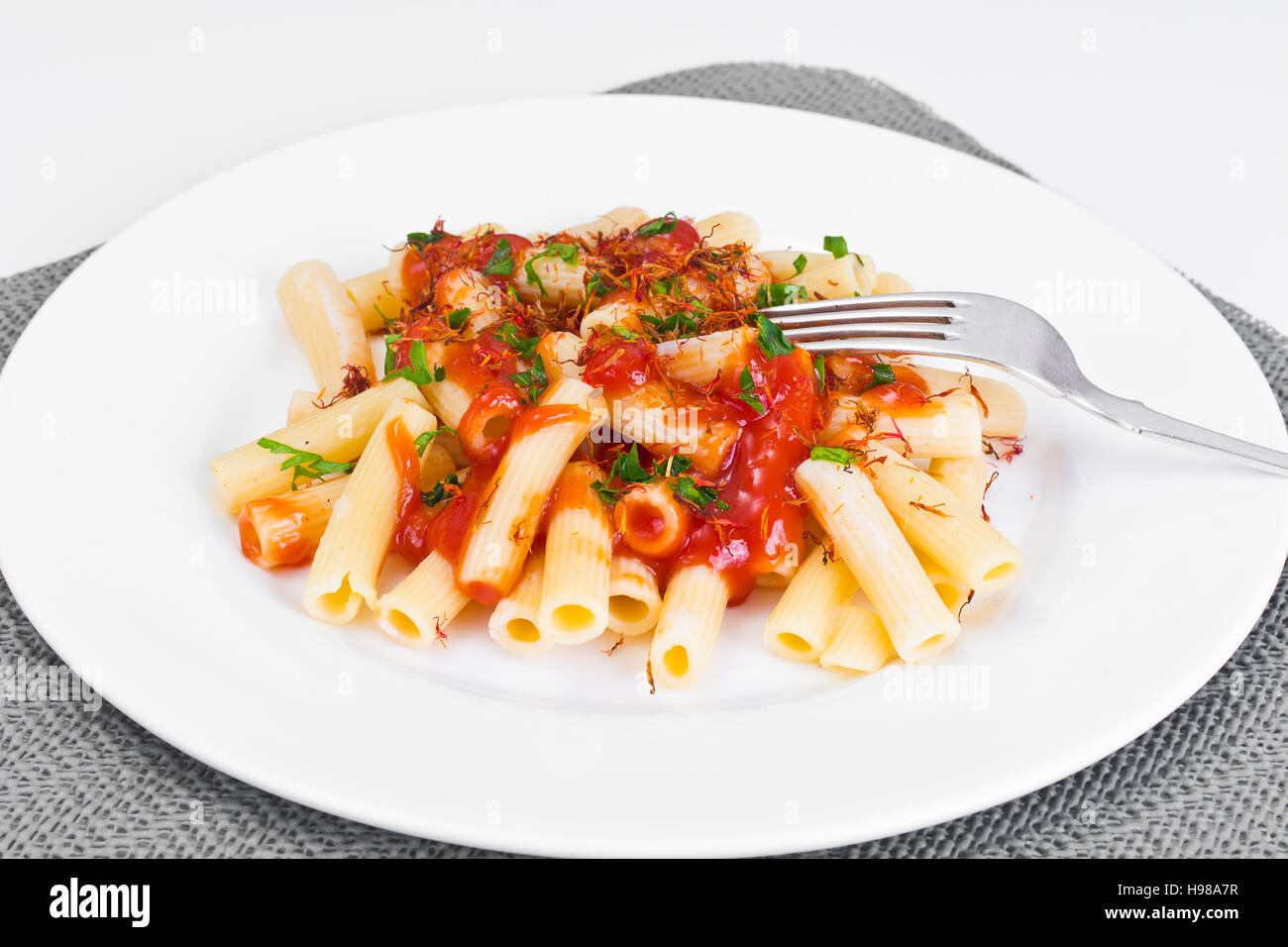 Pasta with Tomato Sauce Ketchup and Saffron Studio Photo Stock Photo ...