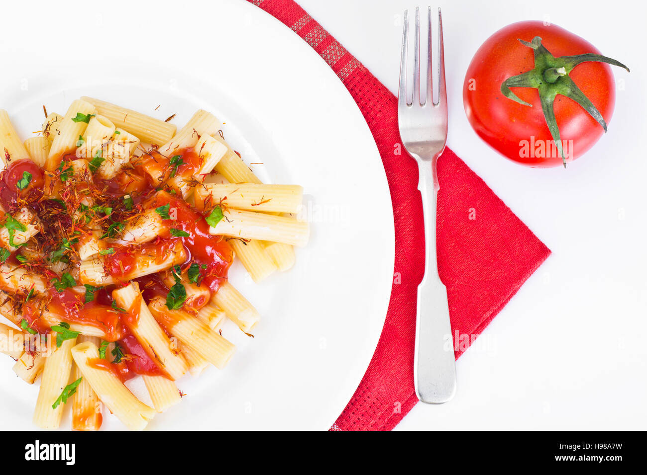 Pasta with Tomato Sauce Ketchup and Saffron Studio Photo Stock Photo ...