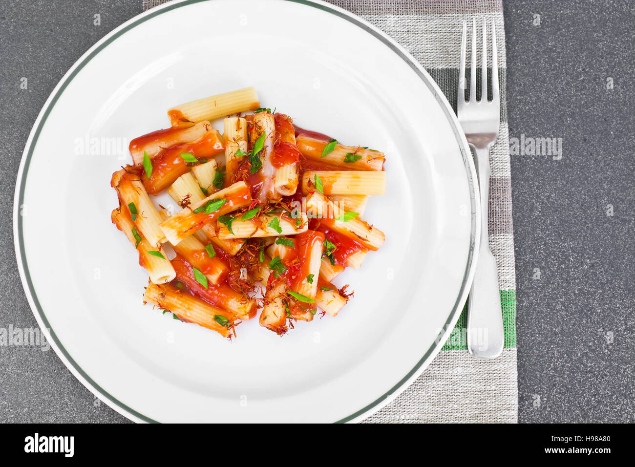 Pasta with Tomato Sauce Ketchup and Saffron Studio Photo Stock Photo ...