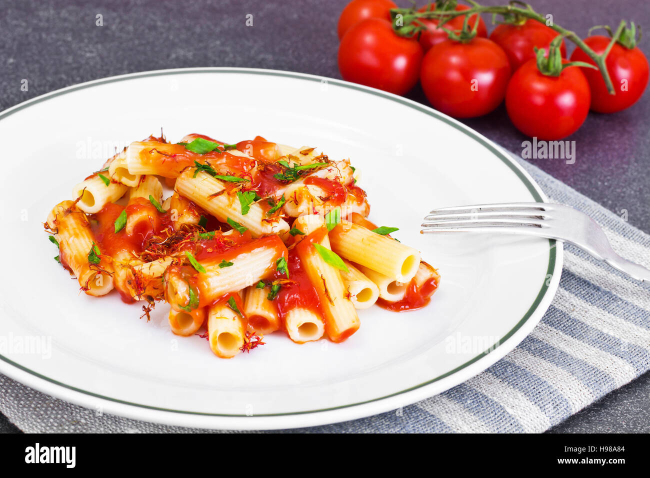 Pasta with Tomato Sauce Ketchup and Saffron Studio Photo Stock Photo ...
