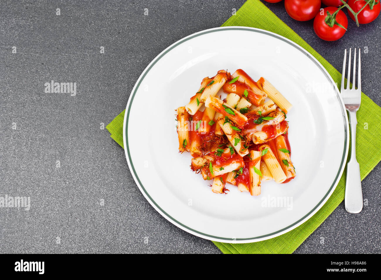 Pasta with Tomato Sauce Ketchup and Saffron Studio Photo Stock Photo ...