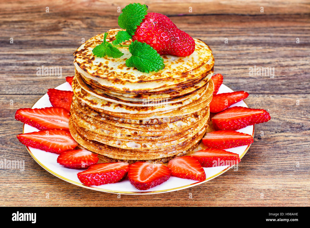 Tasty Pancakes Stack with Strawberry Studio Photo Stock Photo - Alamy
