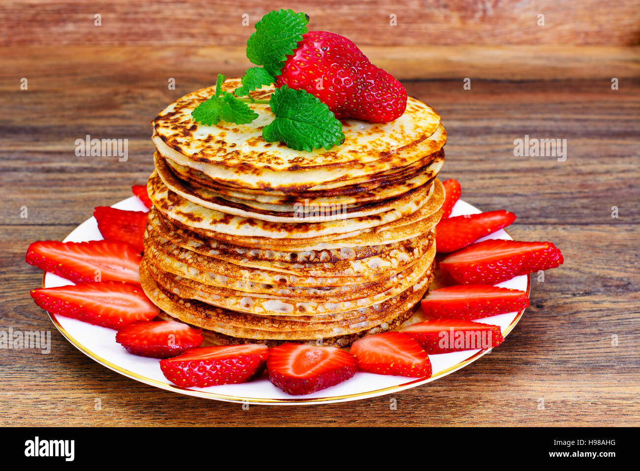 Tasty Pancakes Stack with Strawberry Studio Photo Stock Photo - Alamy