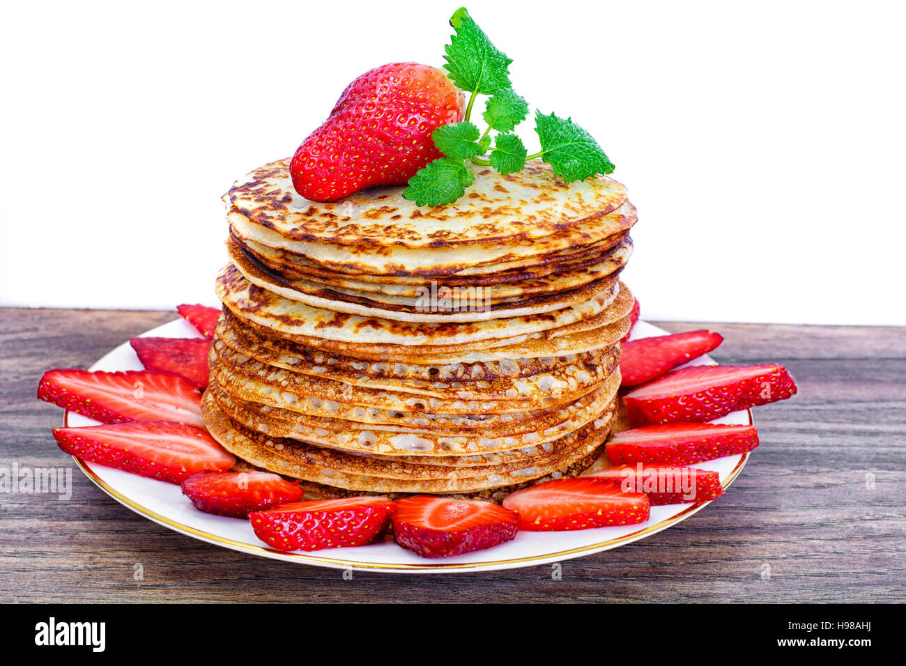 Tasty Pancakes Stack with Strawberry Studio Photo Stock Photo - Alamy