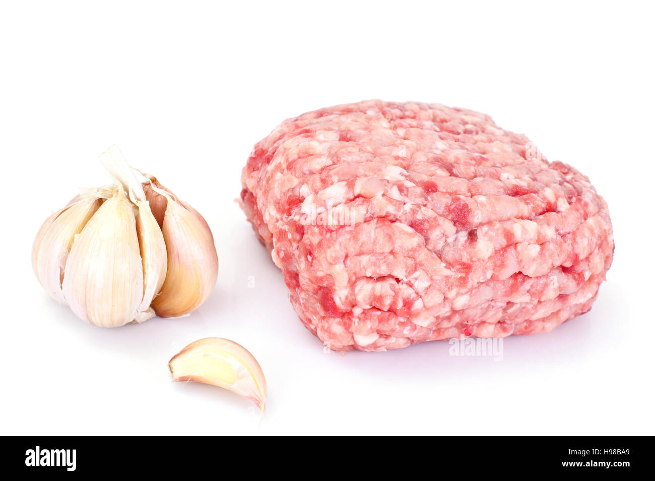Chopped Meat on White Background Studio Photo Stock Photo - Alamy