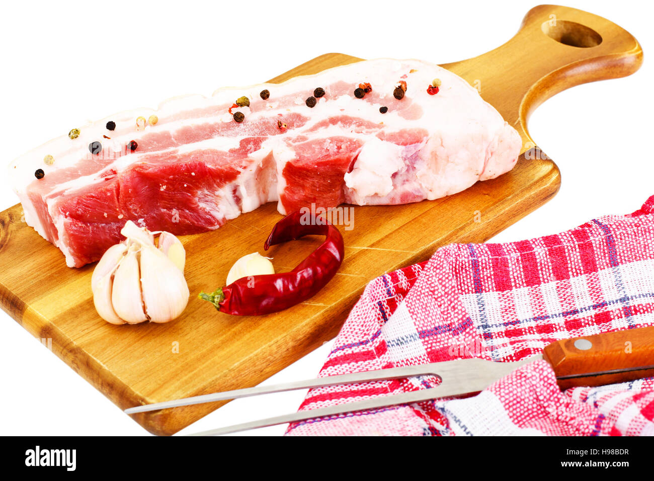 A Piece of Fresh Raw Pork, Meat Isolated on White Background Studio ...