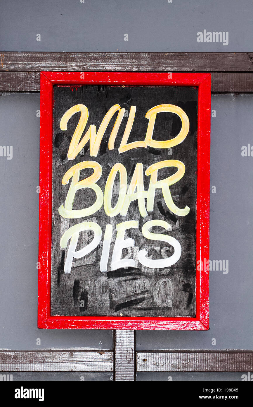 Food stall advertising sign at Liverpool Christmas markets, Merseyside ...