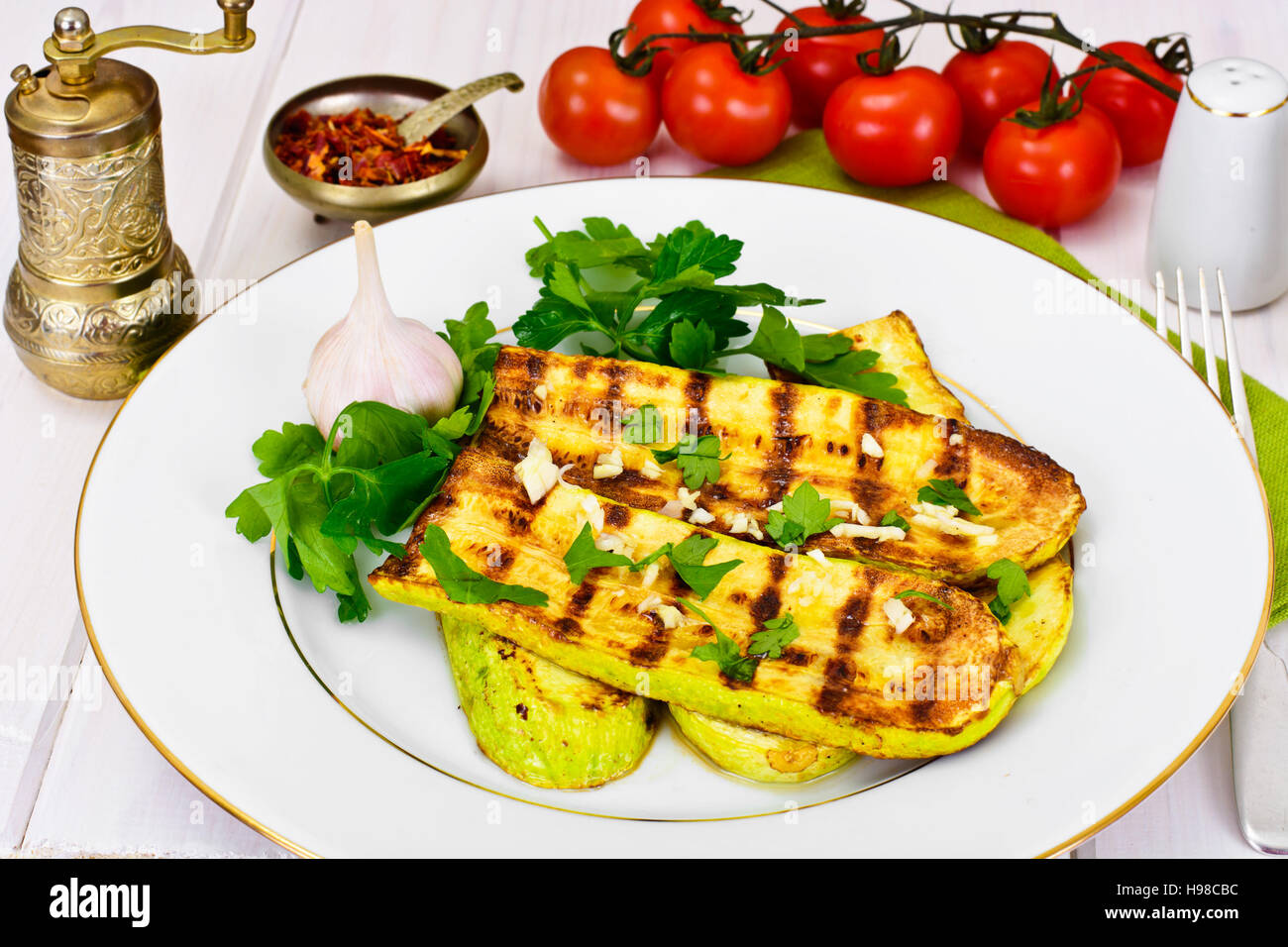 dietary food: Courgettes Zucchini Grill Studio Photo Stock Photo - Alamy