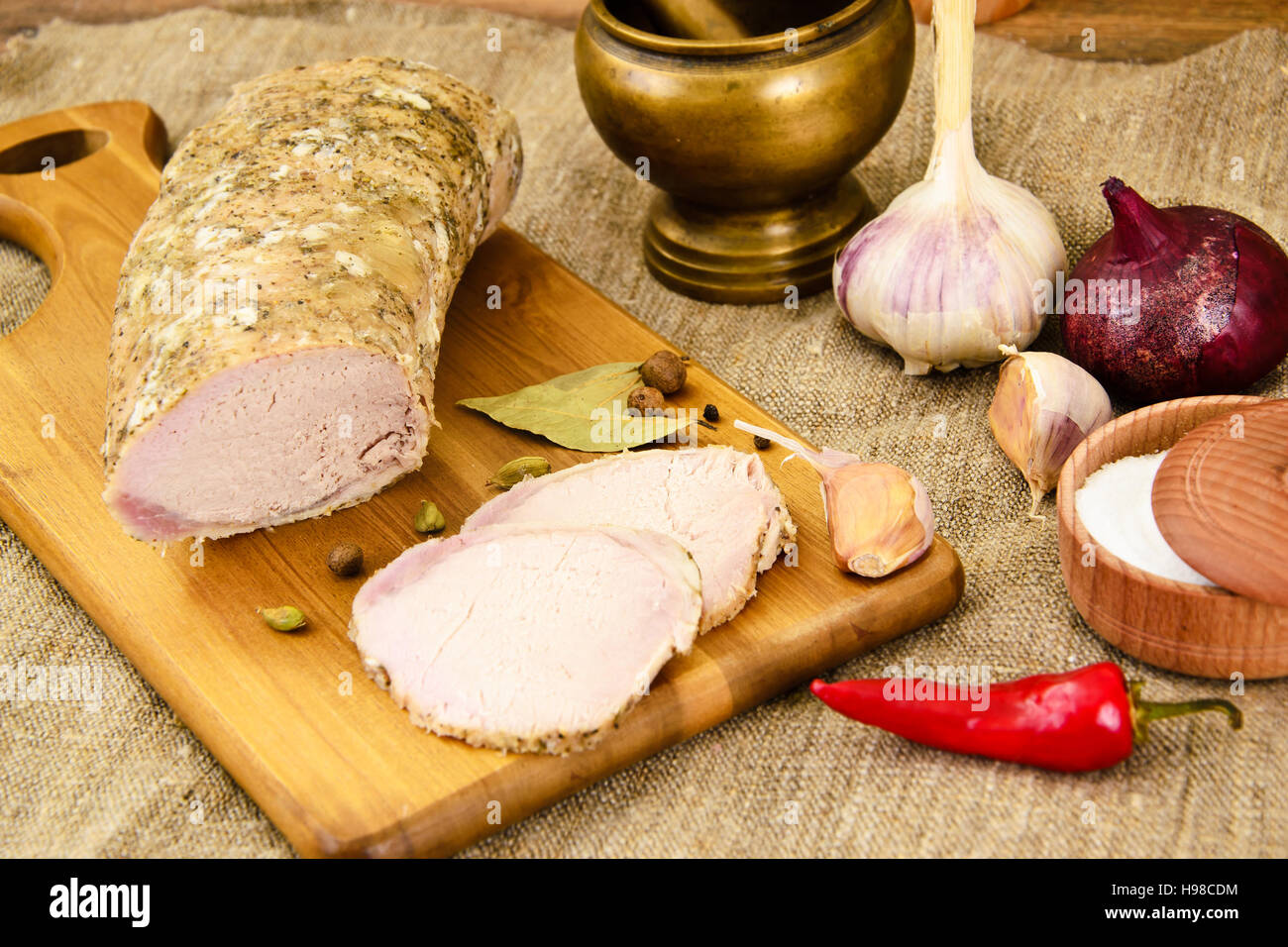 Cold Boiled Pork with Spice. Studio Photo Stock Photo - Alamy