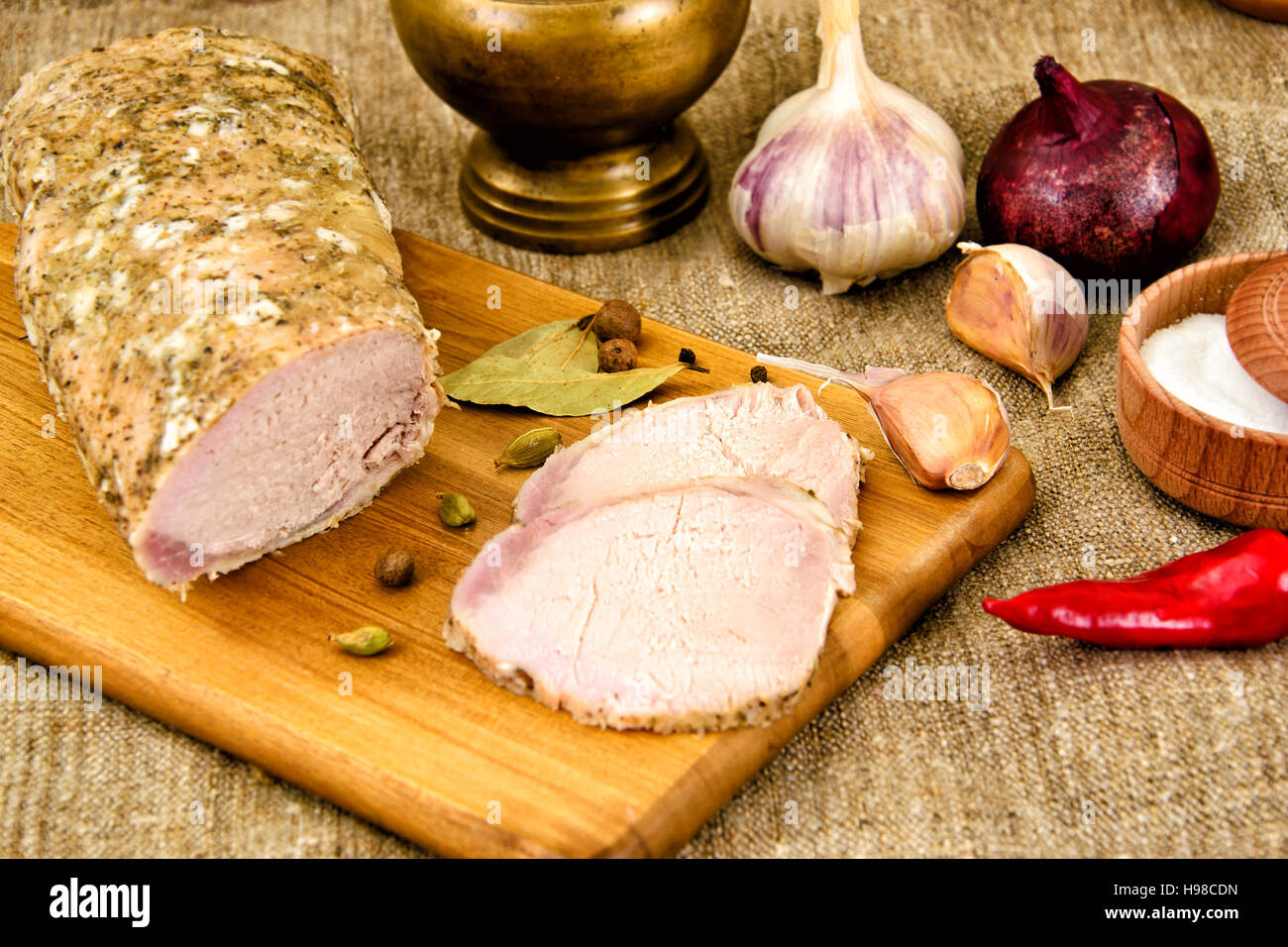 Cold Boiled Pork with Spice. Studio Photo Stock Photo - Alamy