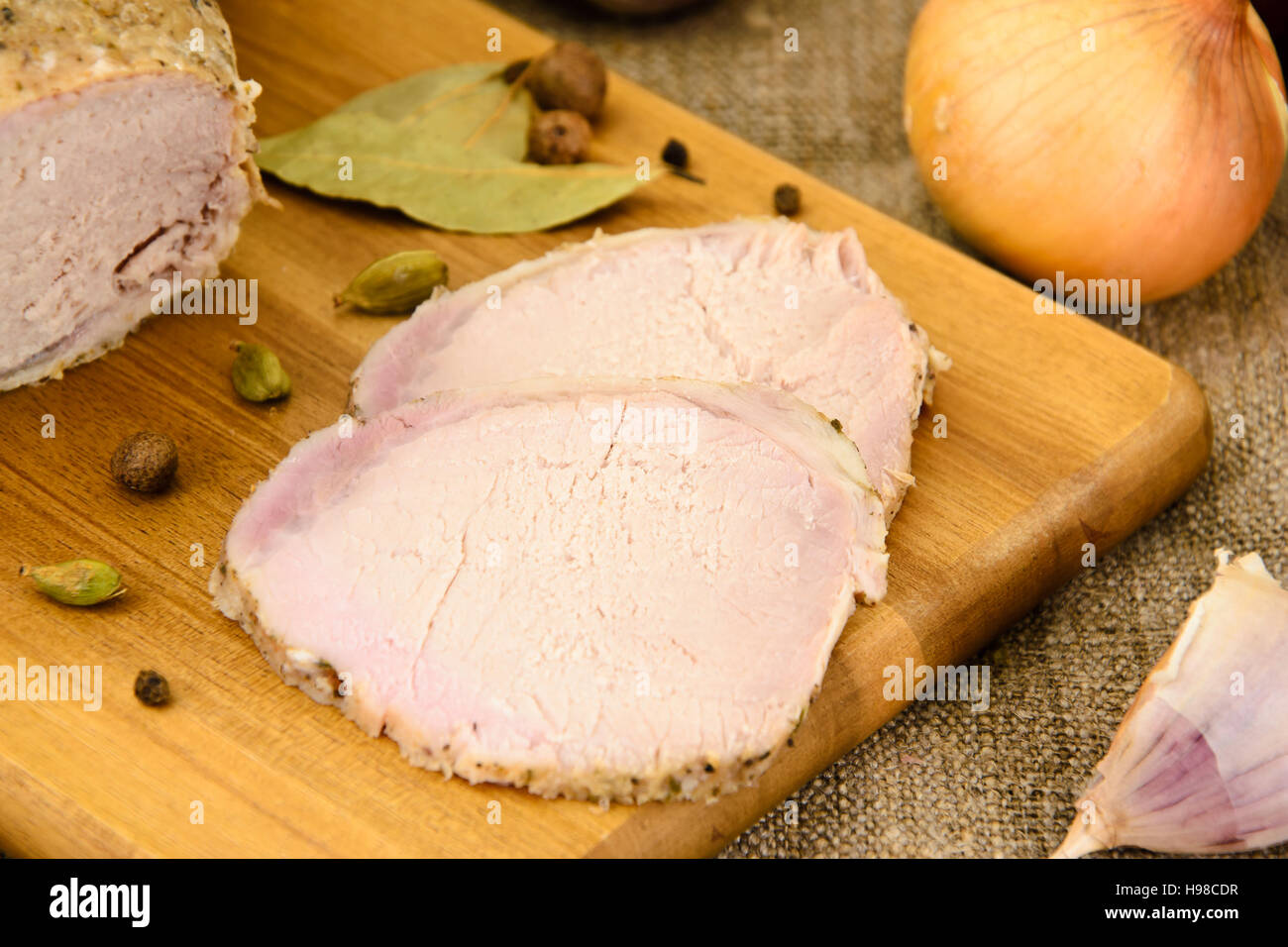 Cold Boiled Pork with Spice. Studio Photo Stock Photo - Alamy