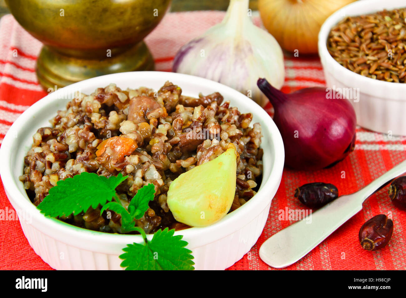 Pilaf with Meat, Carrots and Red Rice Studio Photo Stock Photo - Alamy