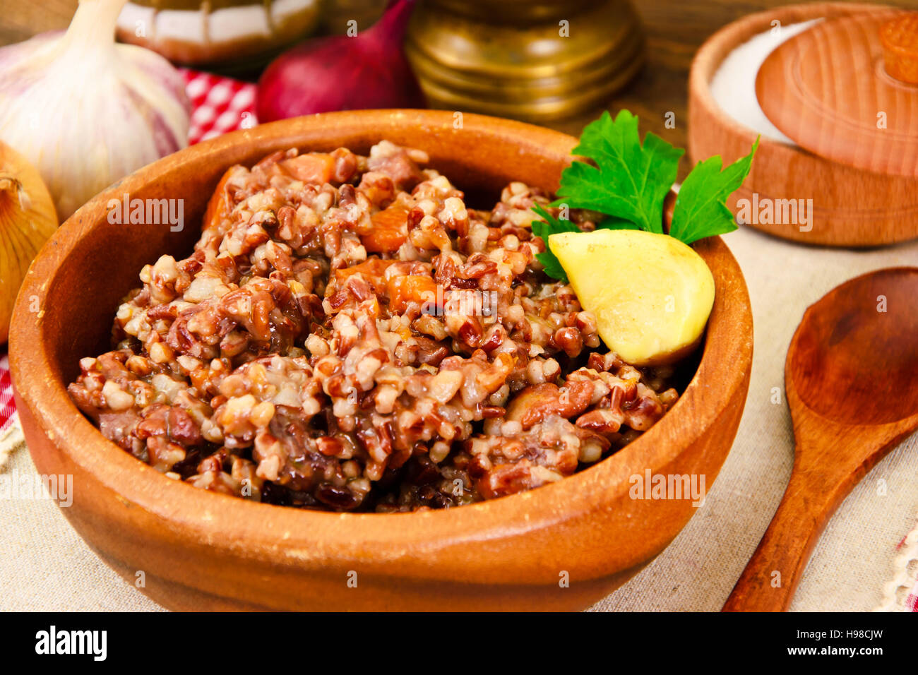 Pilaf with Meat, Carrots and Red Rice Studio Photo Stock Photo - Alamy