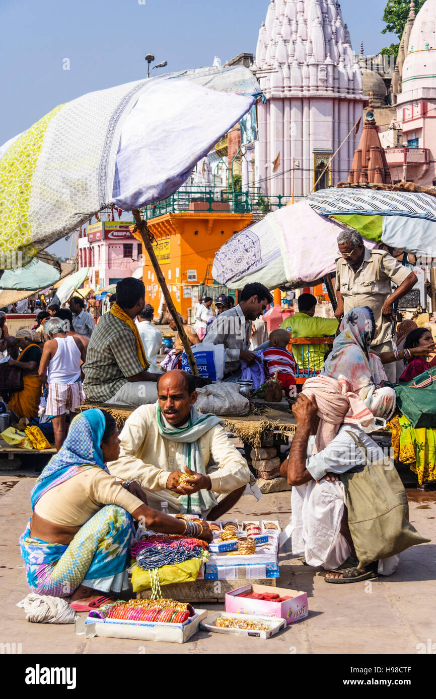 People at the Varanasi ghats. India Stock Photo - Alamy