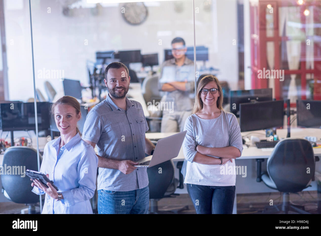 start up business team portrait at modern office interior Stock Photo ...