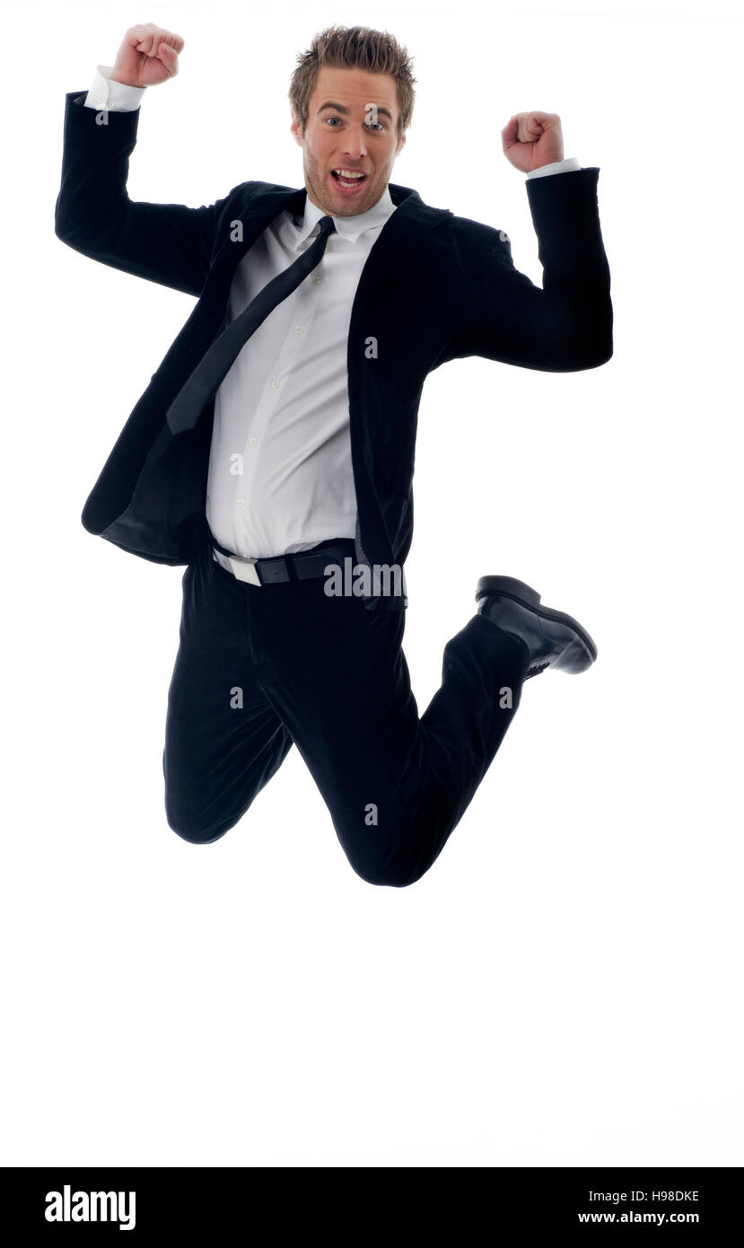 Businessman jumping up Stock Photo - Alamy