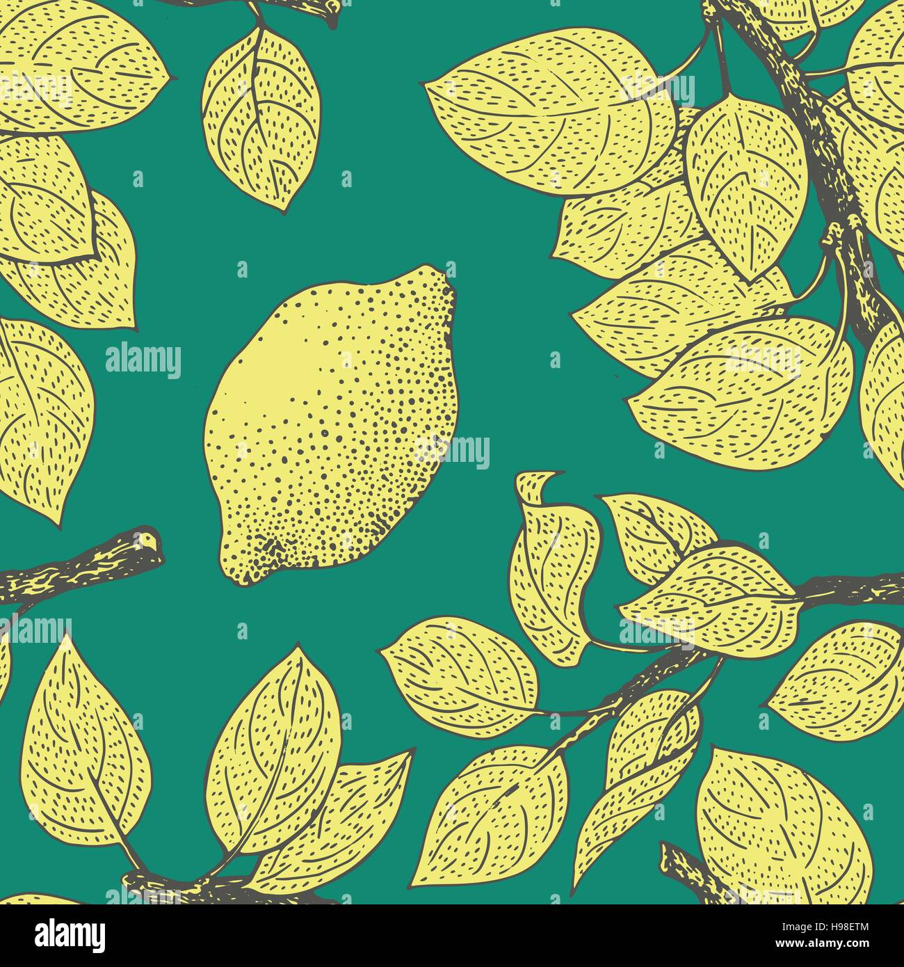 Seamless Floral Pattern. Lemon Fruits Background. Flowers, Leaves ...