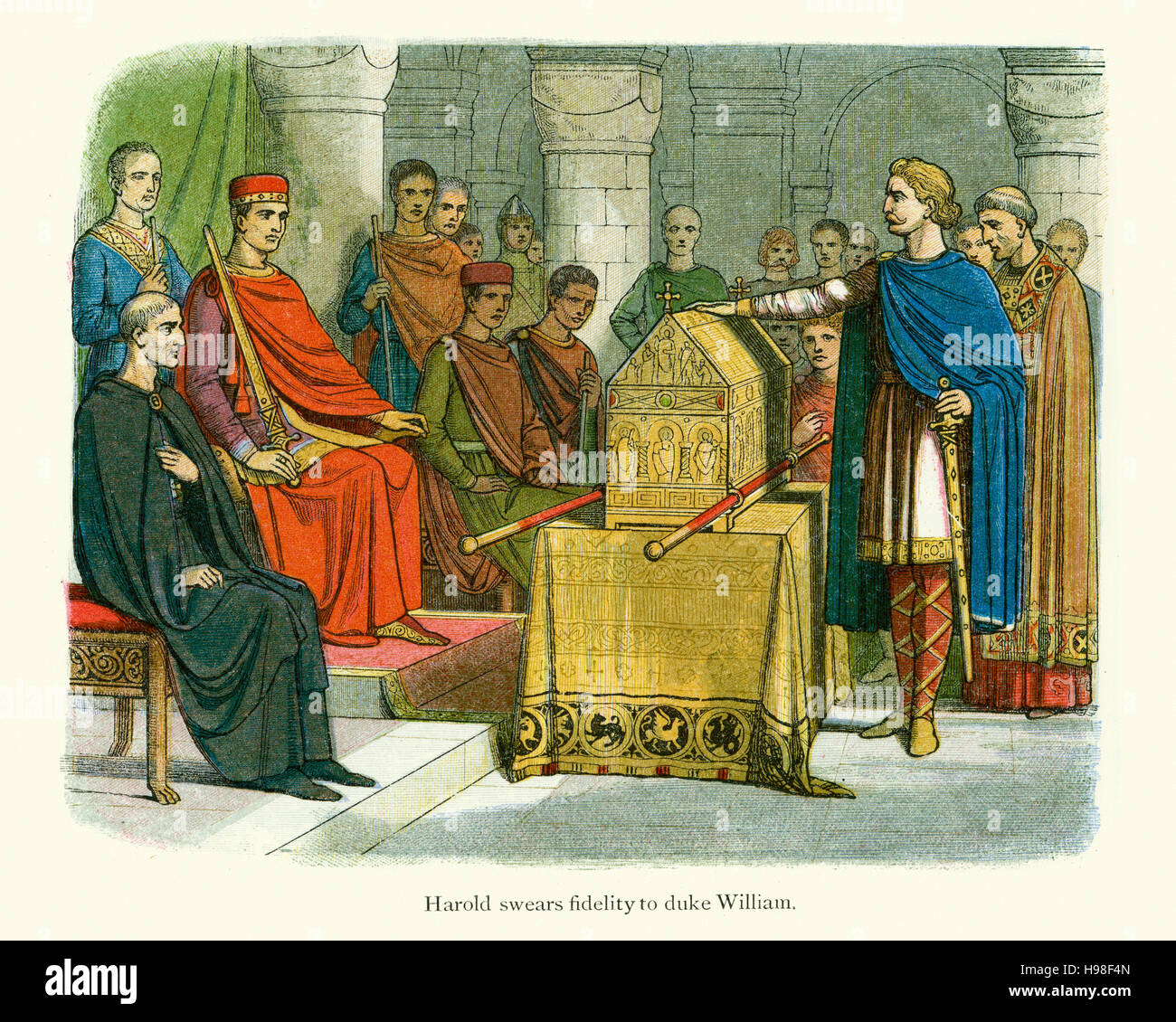 King Harold Godwinson swears fidelity to Duke William of Normandy Stock ...