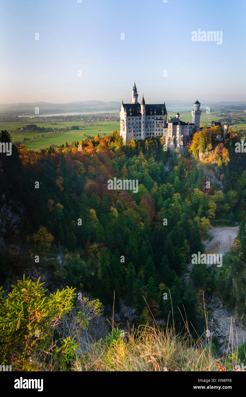 Schwangau: castle Schloss Neuschwanstein, lake Forggensee, Oberbayern ...