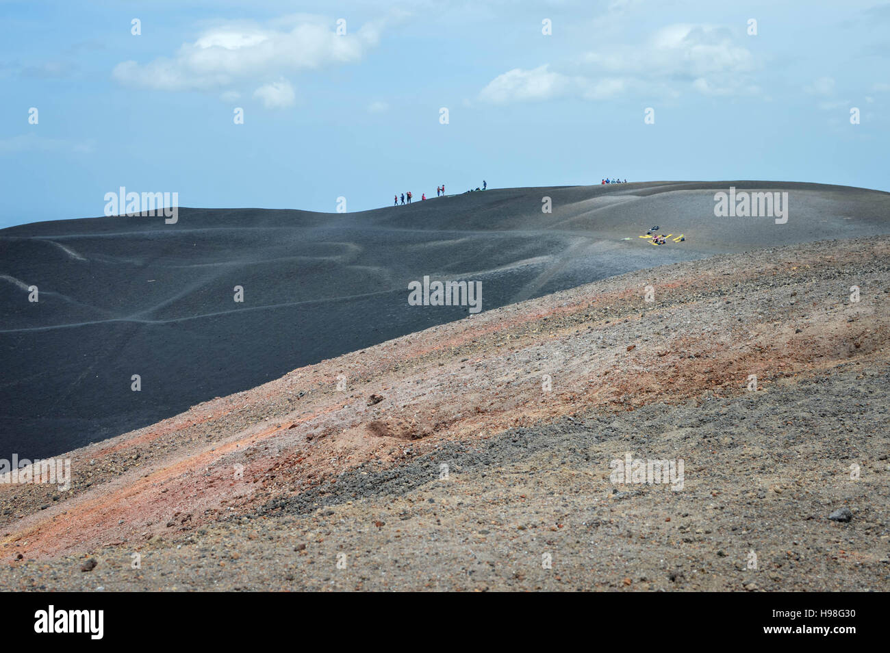 Close up on of the crater of Cerro Negro volcano near Leon in Nicaragua ...
