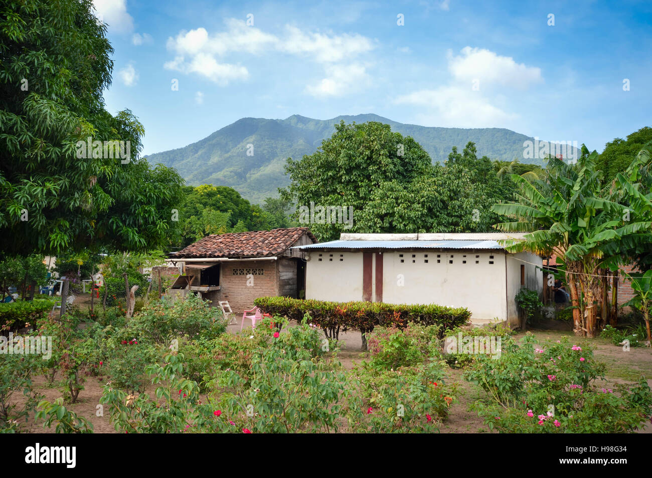 Volcano Maderas is seen from a small village of San Ramon on the ...