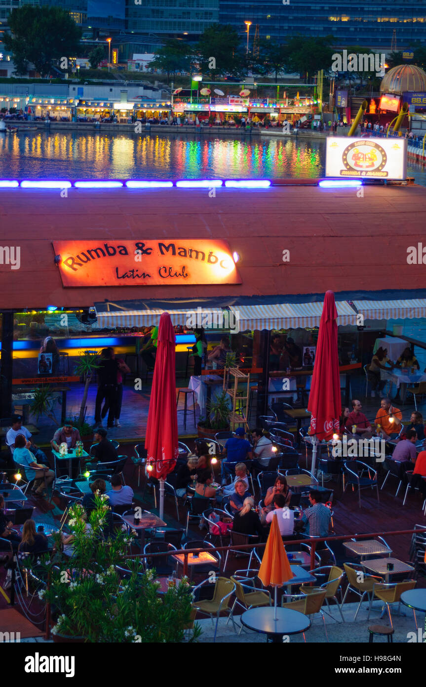 Wien, Vienna: Floating Sunken City restaurant on the New Danube, 22 ...