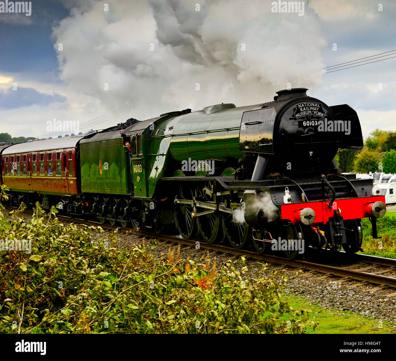 The famous steam engine Flying Scotsman in its new livery going up the ...