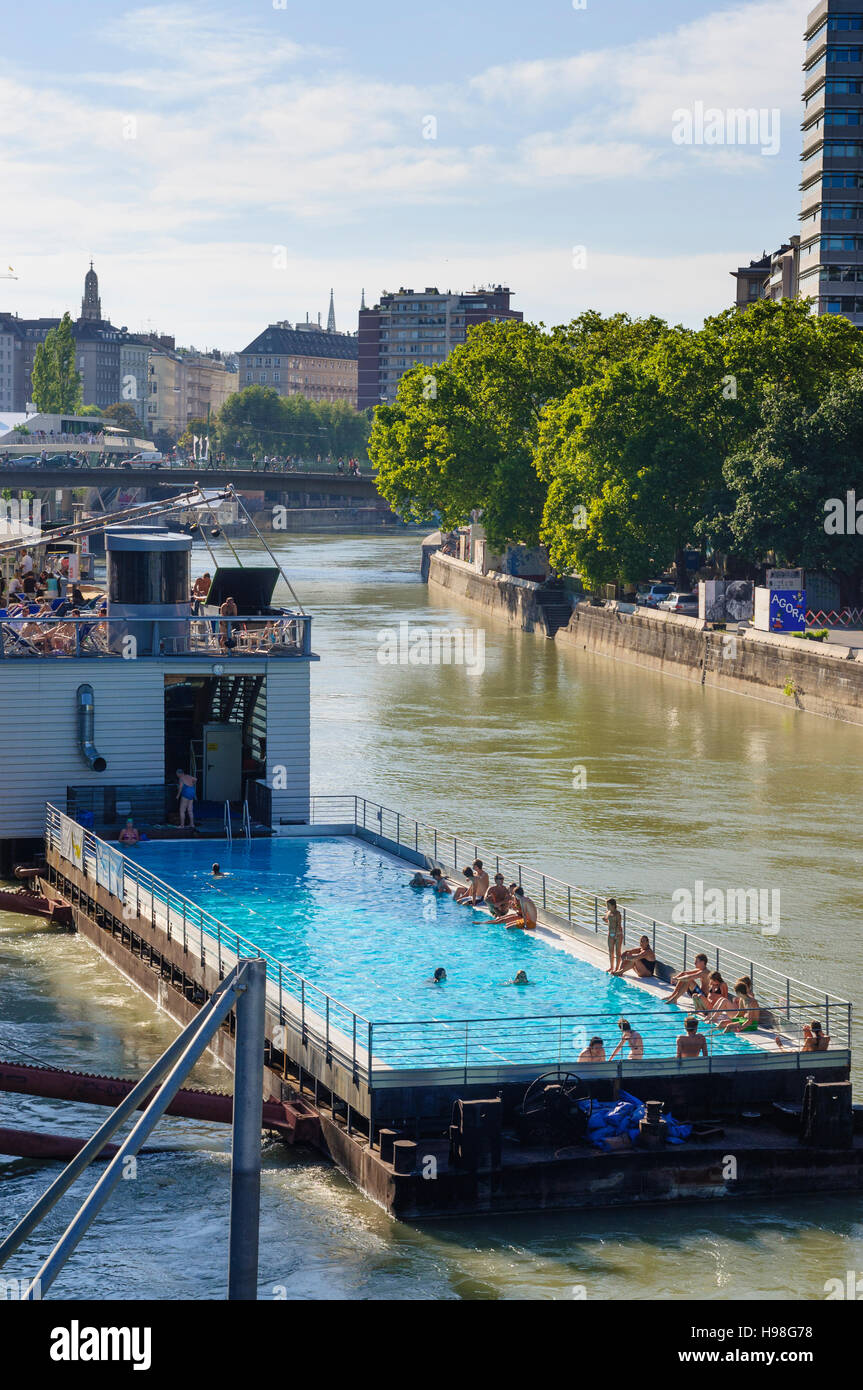 Wien, Vienna: Bathing ship on the Danube Canal, 01., Wien, Austria ...