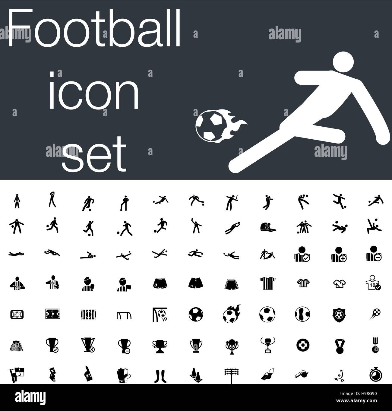 Football icon set. Vector illustration, EPS 10 Stock Vector Image & Art ...