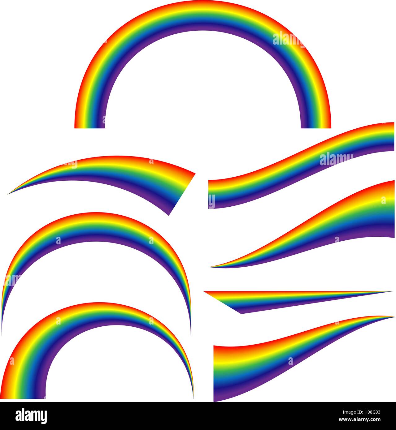 Illustration of a set of different shapes of rainbows. Vector ...