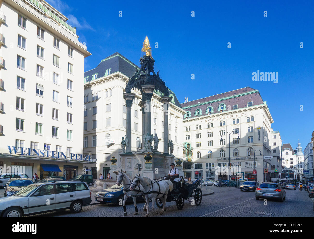Wien, Vienna: square Hoher Markt, Fiaker (horse cart), 01., Wien ...