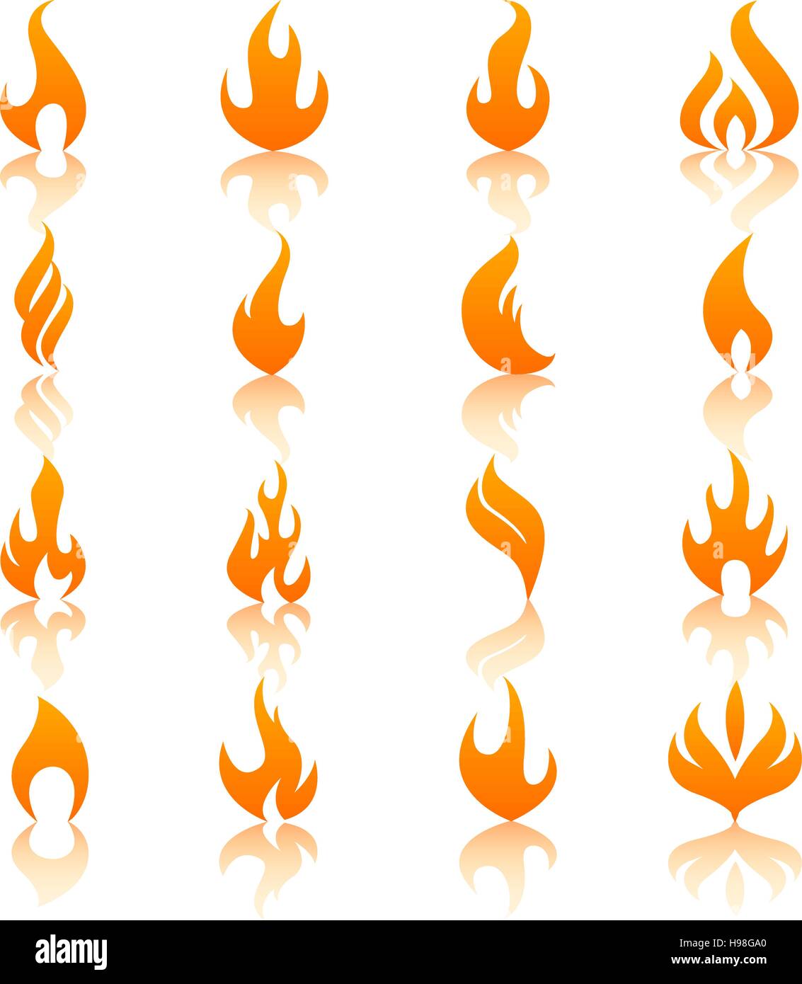 Orange fire flames icon set. Vector Illustration EPS 10 Stock Vector ...