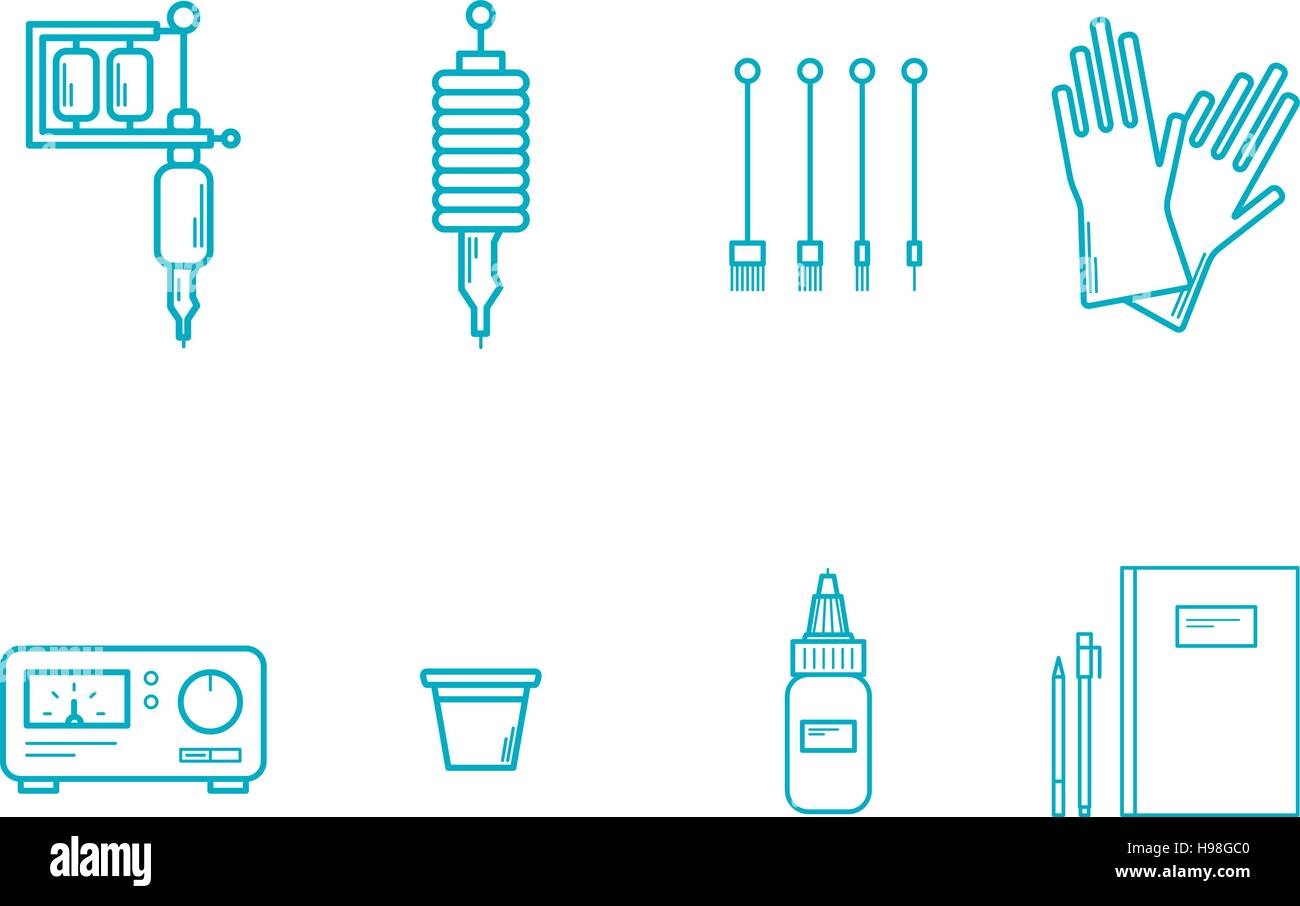 Tattoo Equipment Icon Set. Vector illustration, EPS 10 Stock Vector ...