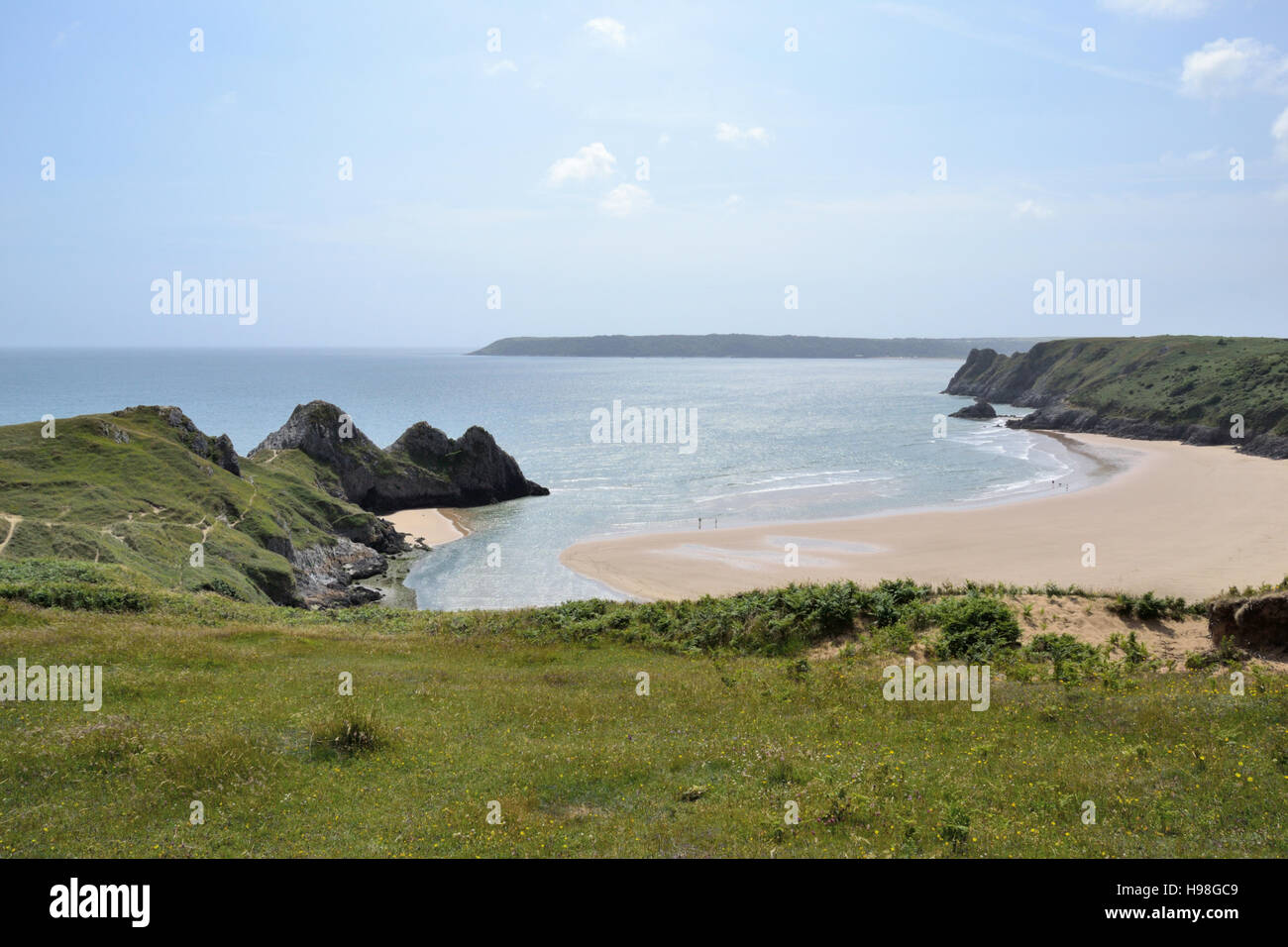Three Cliffs Bay and beach on Gower Peninsular in Wales, part of the ...