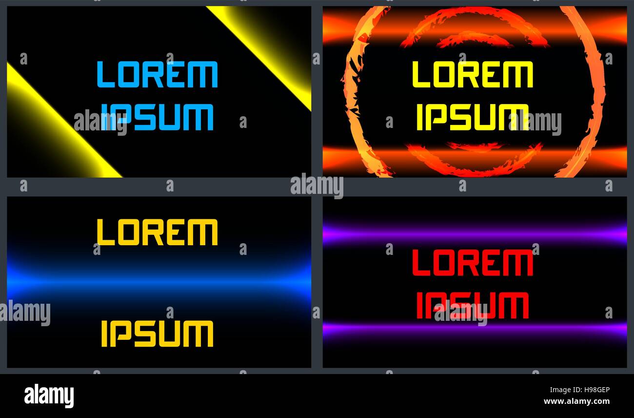 black backgrounds collection with lights. Vector illustration, EPS 10 ...