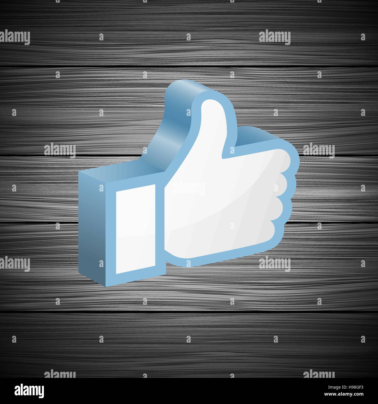 Blue Like hand icon with wood textured. Vector illustration, EPS 10 ...