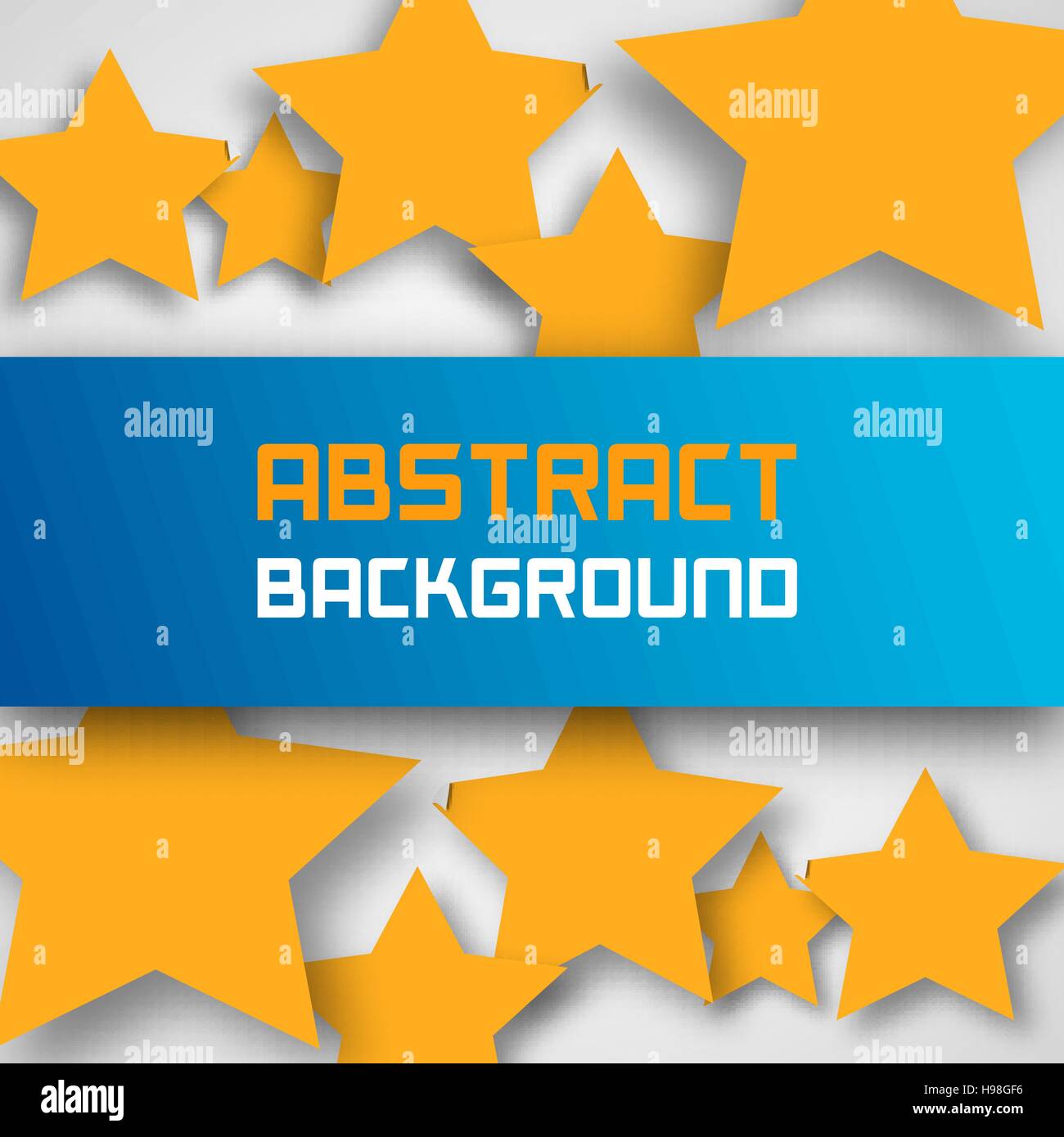 Blue paper rectangle banner on abstract stars background with drop ...