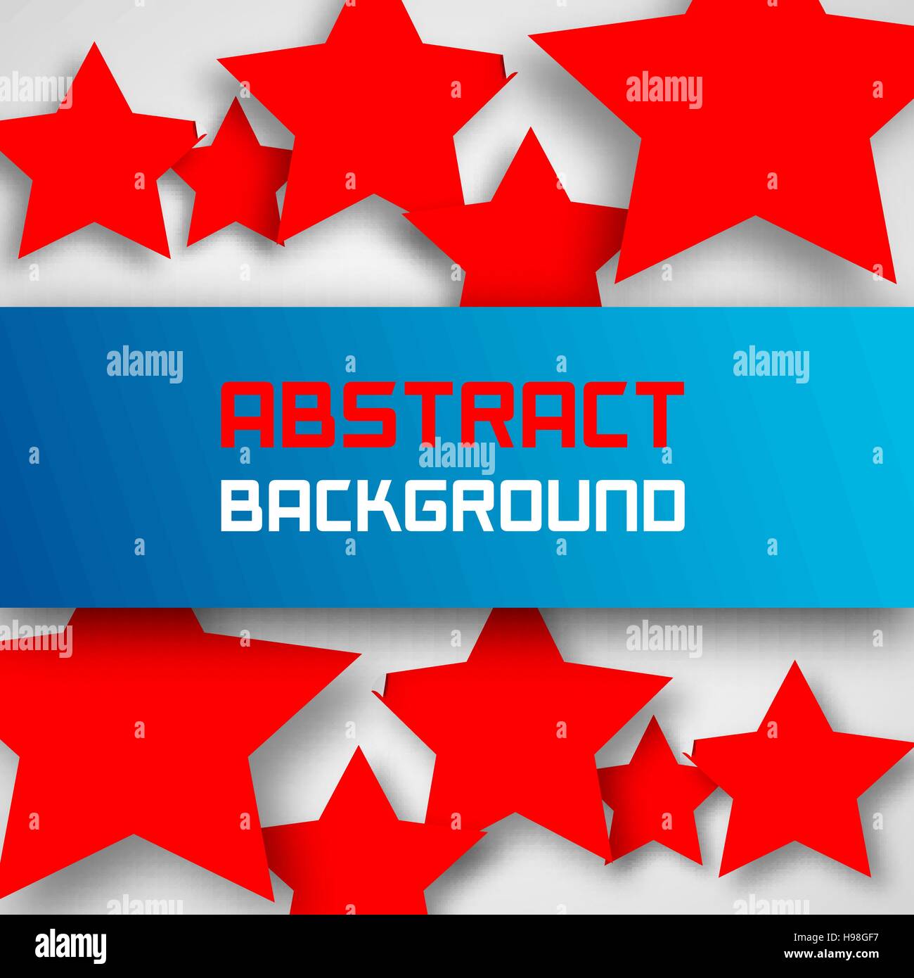 Blue paper rectangle banner on abstract stars background with drop ...