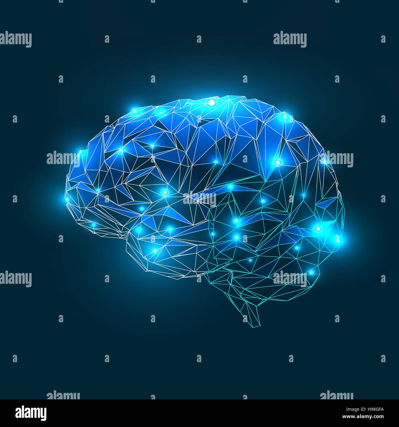 Brain geometric shapes. Blue colors. Vector illustration, EPS 10 Stock ...