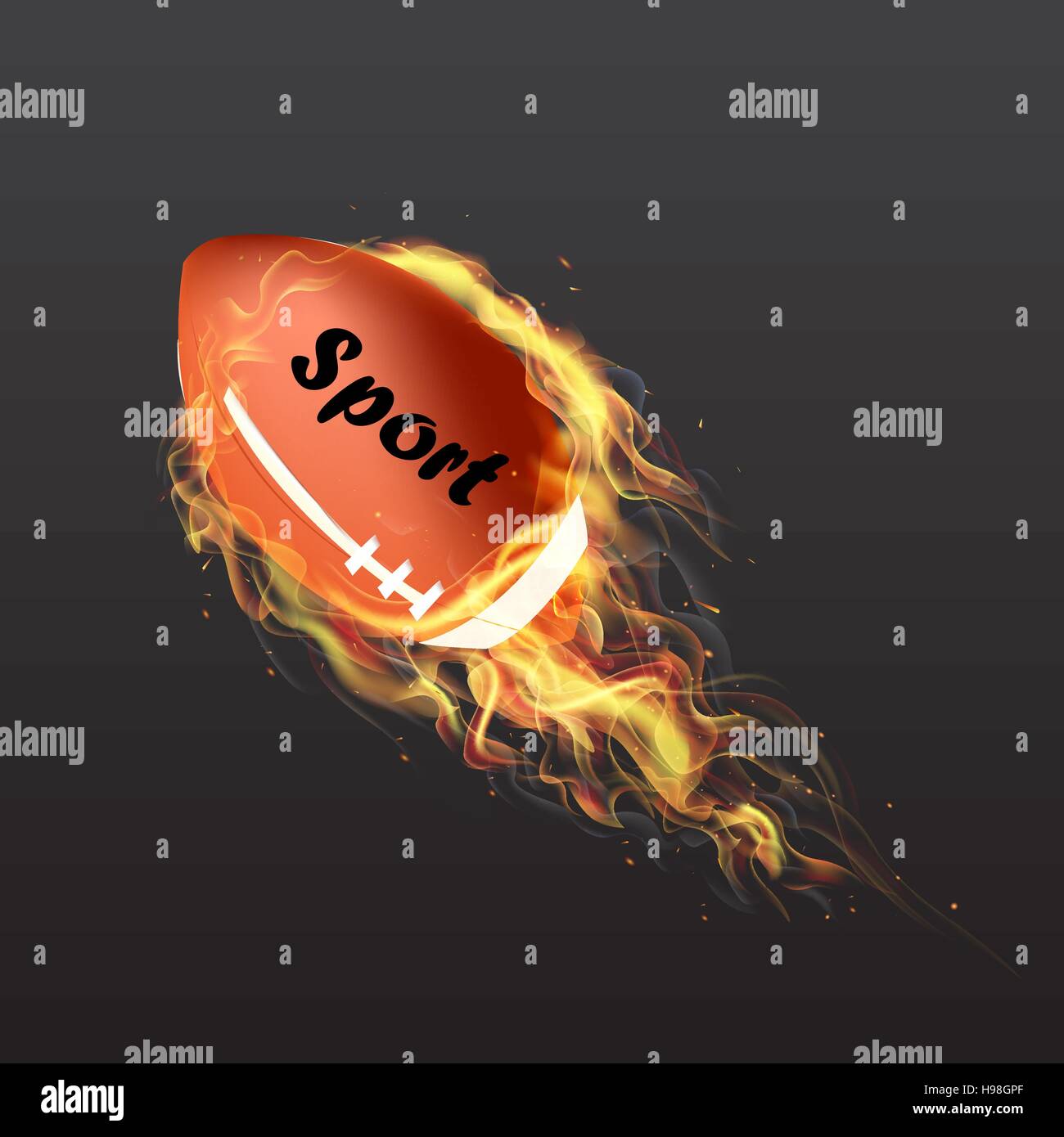 Realistic American Football Ball on fire Stock Vector Image & Art - Alamy