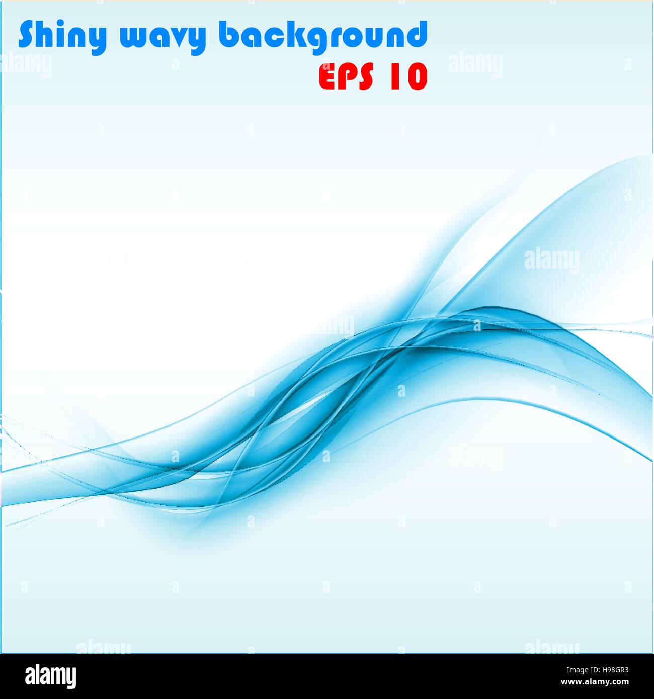 Abstract template background with blue curved wave. Wavy lines Stock ...