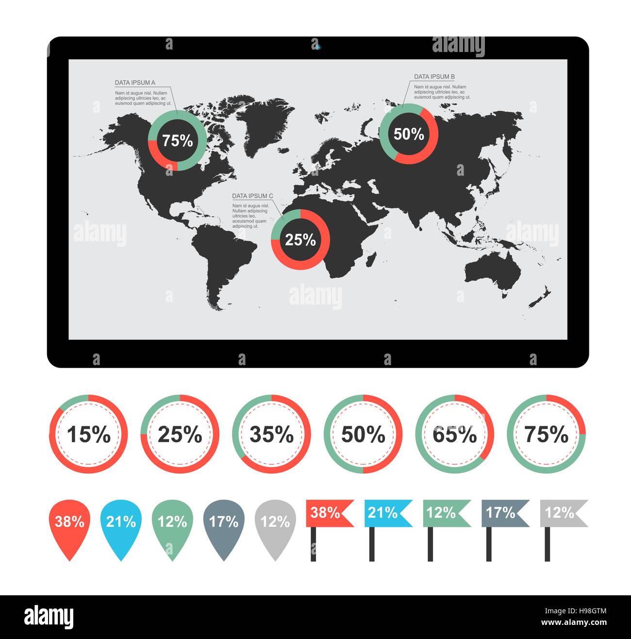 World map and infographic on monitor display Stock Vector Image & Art ...