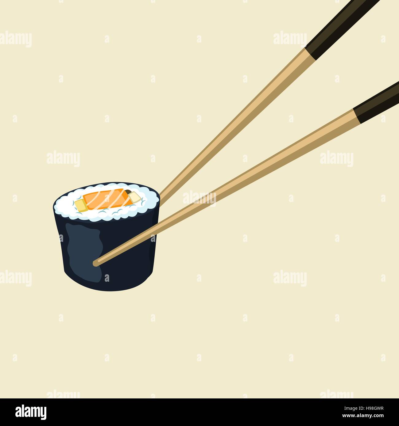 Chopsticks Holding Roll Frame. Concept illustration of snack Stock ...