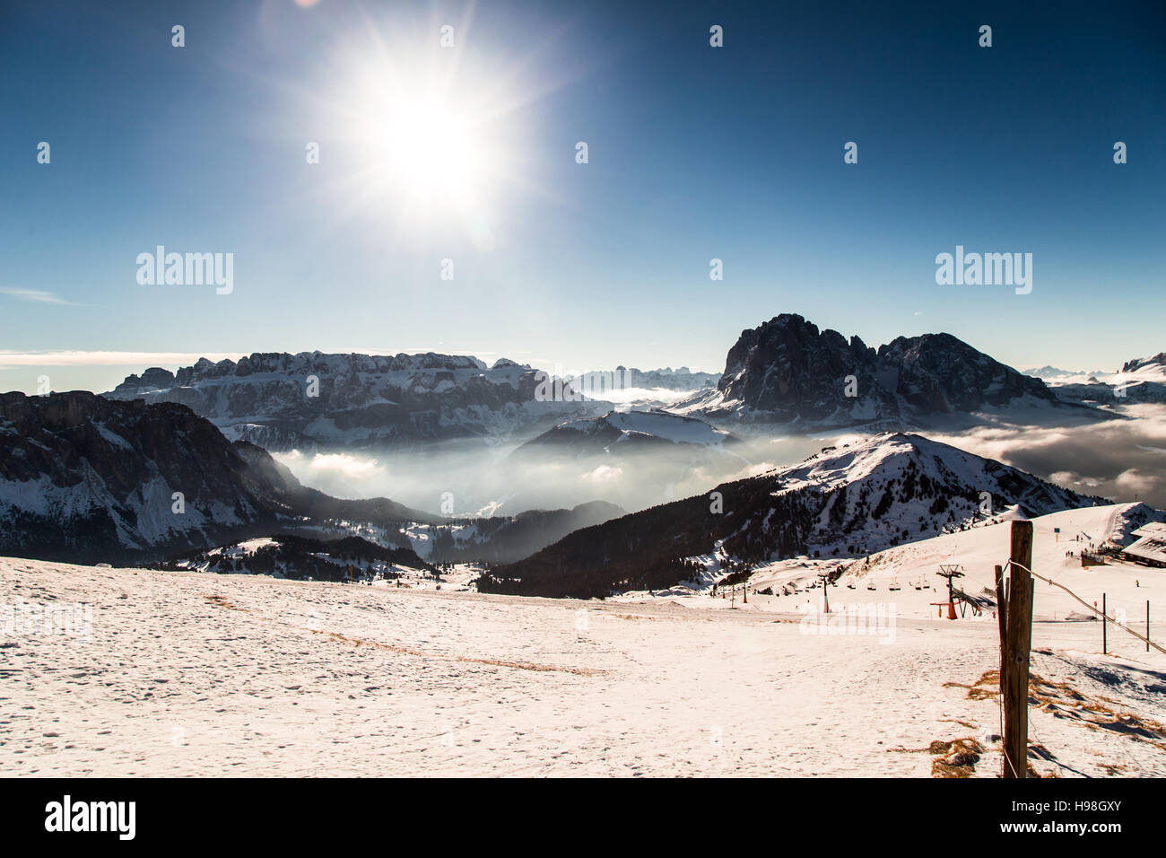 winter in the italian alps, with the ski slope full of snow Stock Photo ...
