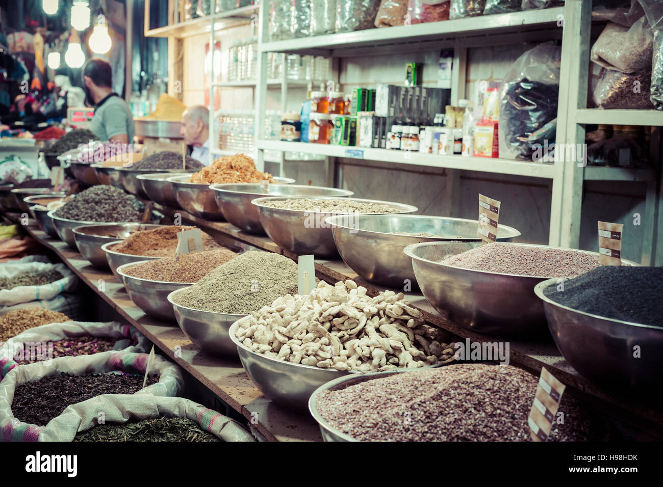 ISFAHAN, IRAN - OCTOBER 06, 2016: Inside spice market at Isfahan Grand ...