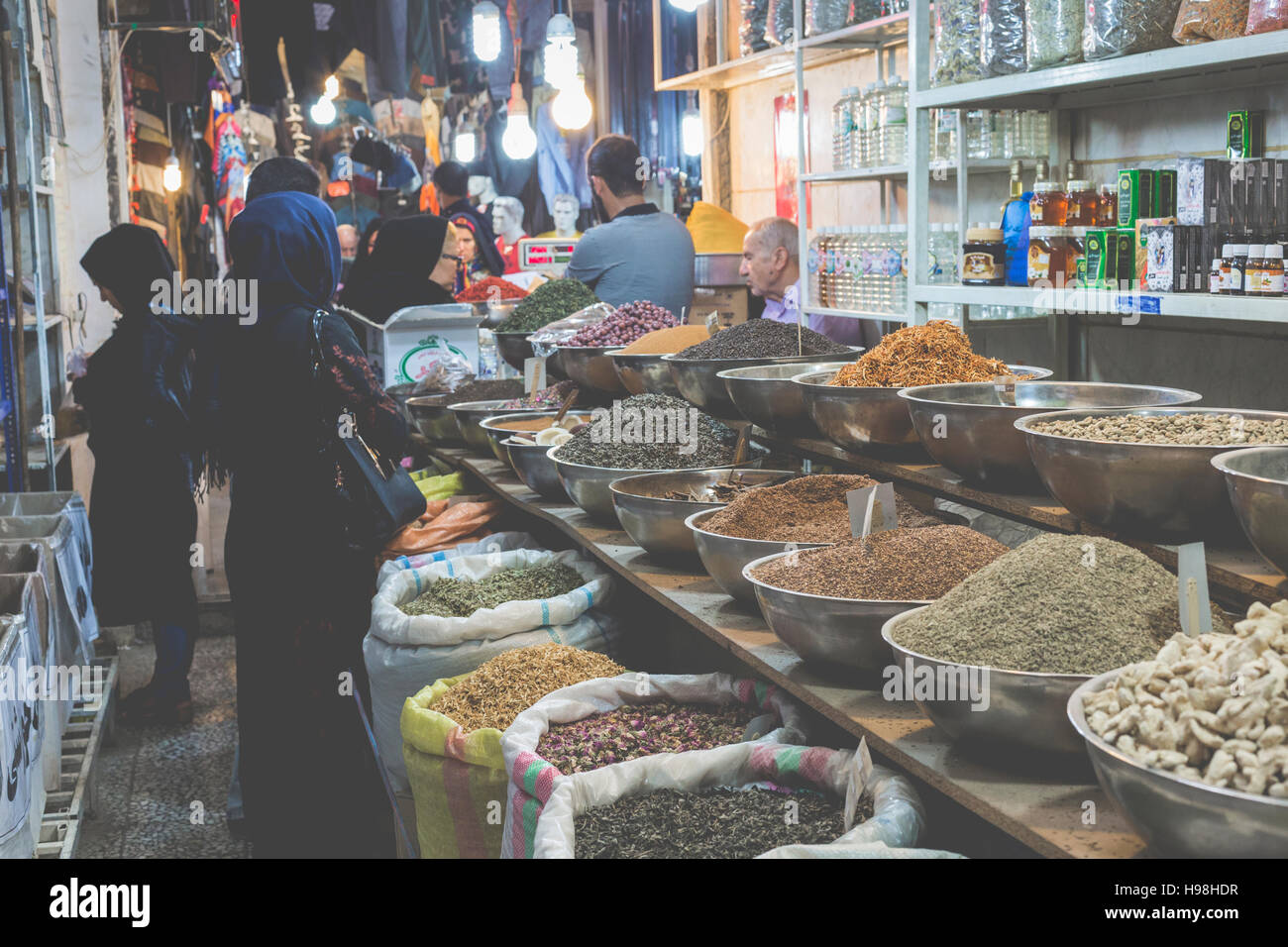 ISFAHAN, IRAN - OCTOBER 06, 2016: Inside spice market at Isfahan Grand ...
