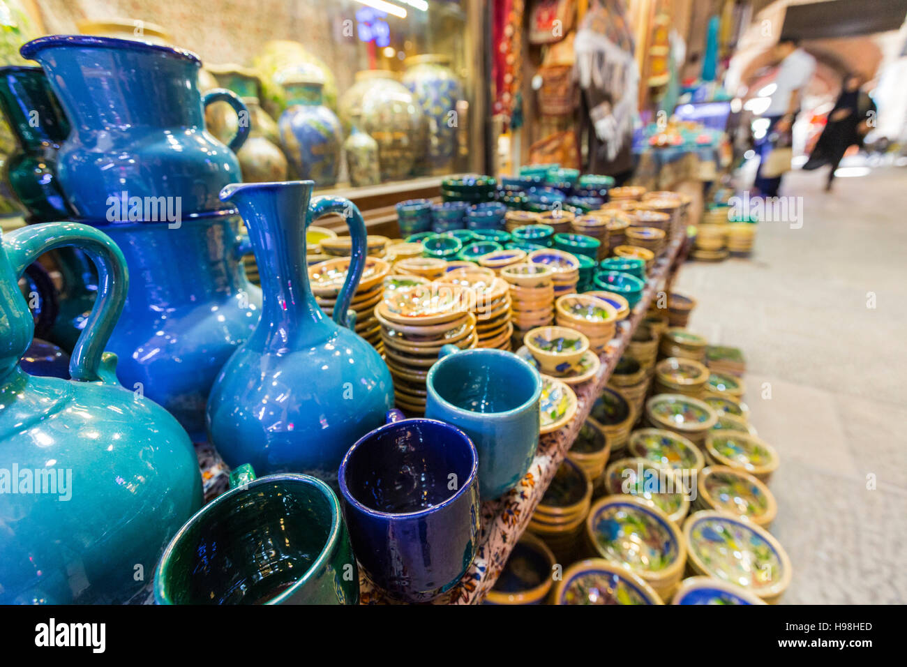 ISFAHAN, IRAN - OCTOBER 06, 2016: traditional iranian souvenirs in ...